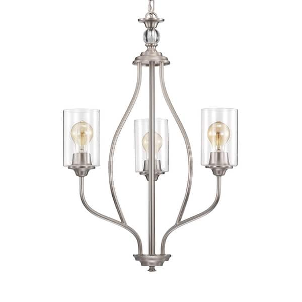 Brushed Nickel 3-Light Chandelier with Clear Glass Shades - Brushed ...
