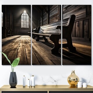 Designart "Church Bench Contemplation" Spiritual Wall Art Living Room ...