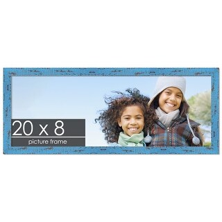 20x8 Shabby Chic / Farmhouse Blue Complete Wood Picture Frame with UV ...