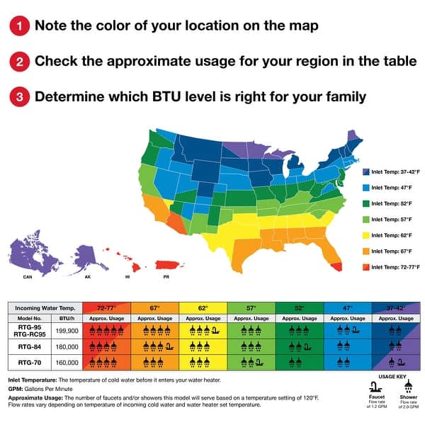 Rheem Non-Condensing 7.0GPM Outdoor Natural Gas Tankless Water Heater ...