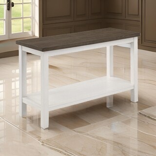 Mon 48 Inch Sofa Console Table, Open Shelf, Brown Surface, White Frame ...