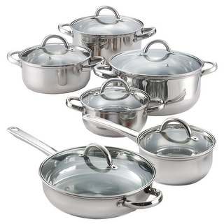 12 Piece Cool Touch Stainless Steel Cookware Set - 12 Piece - Bed Bath ...