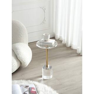 Clear Acrylic End Table Silver Pole Sofa Side Table Round Coffee Table ...