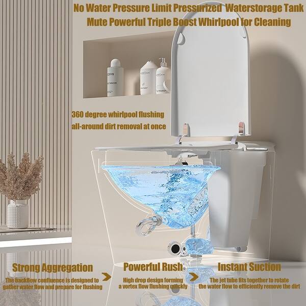 Yulika Smart Toilet with Bidet Built in Foot Sensing Modern - Bed Bath ...
