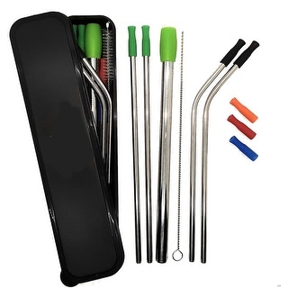 Stainless Steel Reusable Straw set with Silicon Tips and Travel Case ...