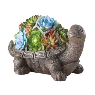 Solar Succulent Turtle Garden Statue - Turtle - Bed Bath & Beyond ...