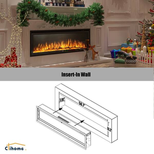 Clihome 50"-72" Recessed Wall-mounted Freestanding Electric Fireplace ...