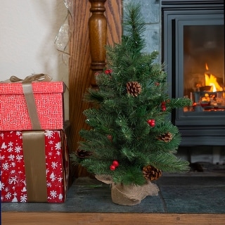 Astella 2ft Artificial Pre-Lit Christams Tree with timer and burlap ...