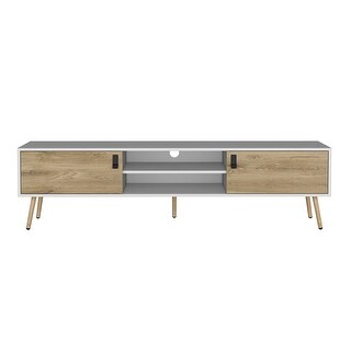 Tv Stand A Magness, Living Room, White / Macadamia with Metal Handles ...