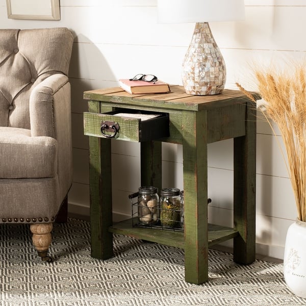 SAFAVIEH Alfred Antique Green Accent Table - 21" x 14.1" x 24.2" - Bed ...
