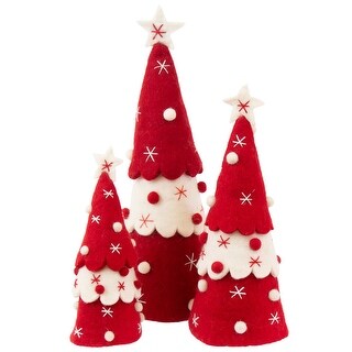 Handmade Felt Christmas Tree Topper or Tabletop Decor, Set of 3 Red ...