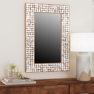 Milo Coconut Shell Rectangular Wall Mirror by East at Main - Bed Bath ...