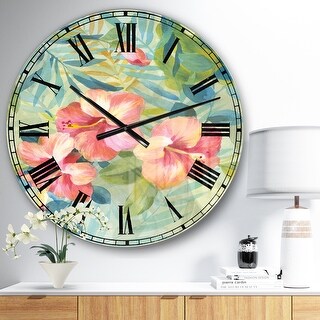 Designart 'Hibiscus Garden III' Traditional Large Wall CLock - Bed Bath ...