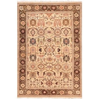 Shabby Chic Ziegler Catharin Beige/Green Wool Rug - 4'6'' x 6'10'' - 4 ...
