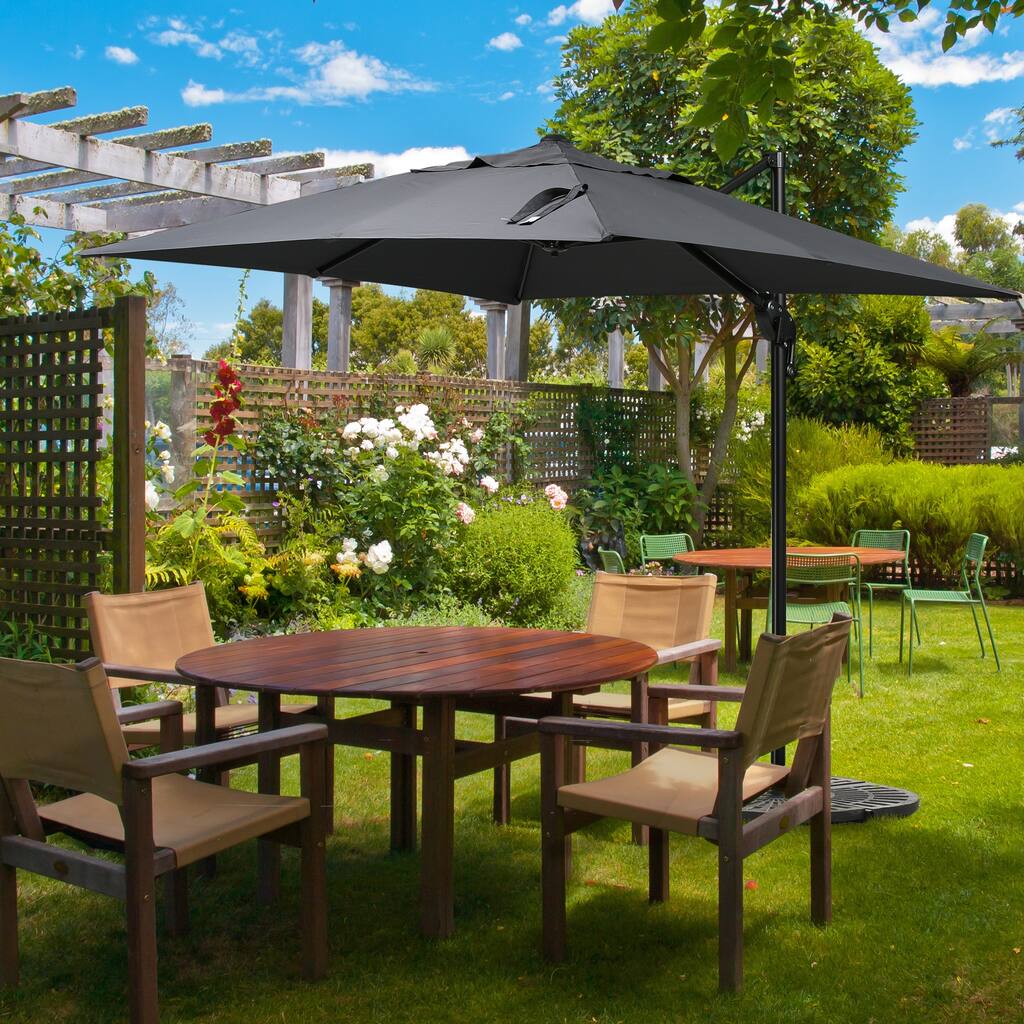 Outsunny 8' x 8' Square Offset 360 Cantilever Market Patio Umbrella ...