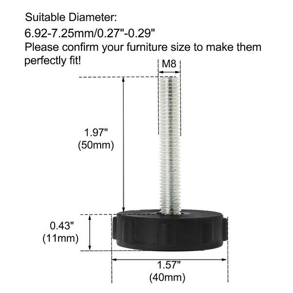 M8x50x40mm Furniture Glide Adjustable Leveling Feet 20pcs - Silver - 1. ...