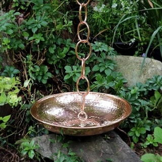 Hand Hammered Copper Polished Rain Chain Basin - 16.5 inch Diameter ...
