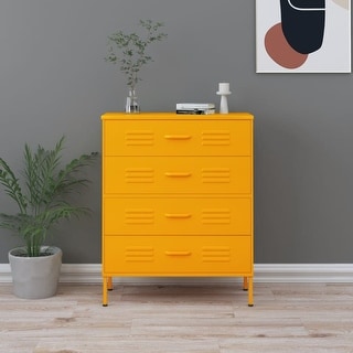 Chest Storage Drawers Steel Cabinet Living Room Office Yellow - Bed ...