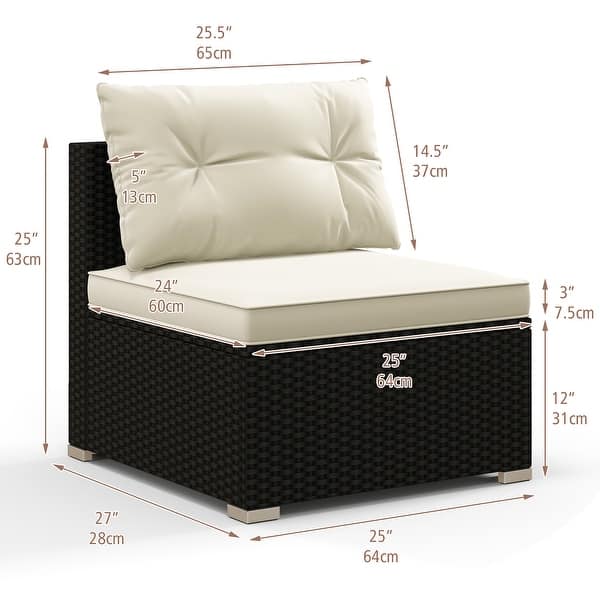 Gymax 5PCS Rattan Patio Conversation Sofa Set Outdoor Furniture Set w ...