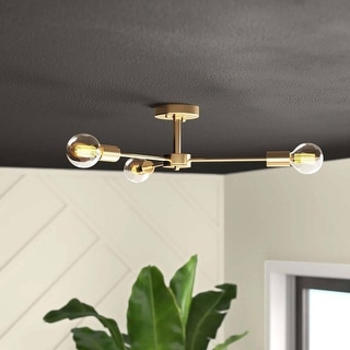 3-Light Gold Linear Sputnik Semi-Flush Mount Light - Bed Bath & Beyond ...