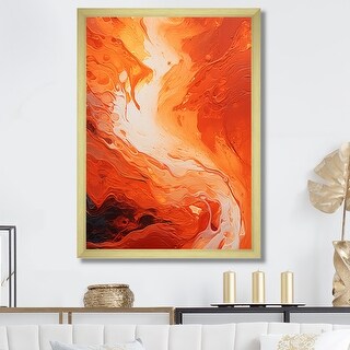 Designart "Molten Muse Fiery Flame" Abstract Liquid Ink Framed Wall ...
