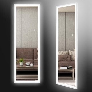 LED Full Length Lighted Mirror,Wall Mounted Hanging,Dimmable Lights ...