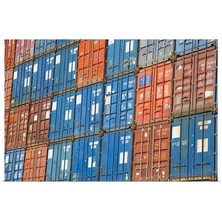 "A stack of cargo containers, commercial freight containers" Poster ...