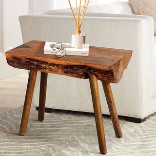 18 Inch Rectangular Mango Wood Side Table with Live Edge Log Top - Bed ...
