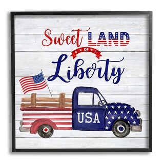 Stupell Country Liberty Phrase Framed Giclee Art Design by Corinne Haig ...
