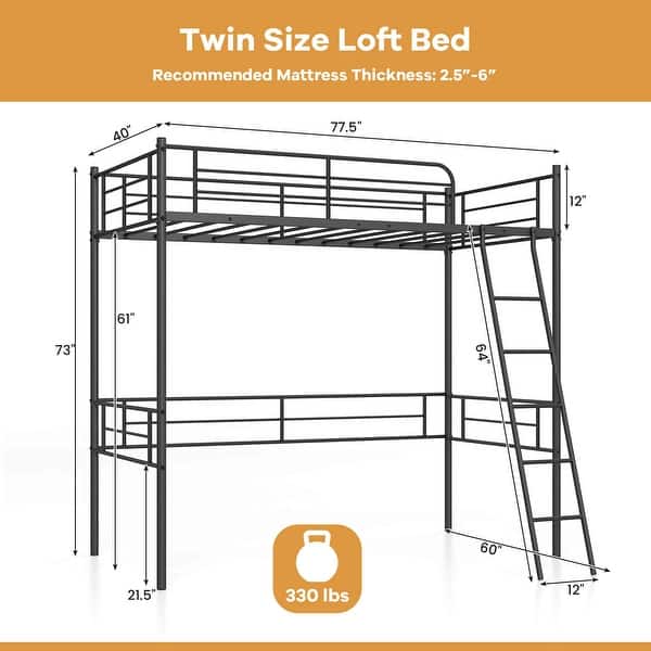 single loft bed dimensions