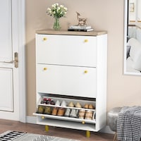 3-Drawer Shoe Cabinet, Shoe Rack Organizer Cabinet with Door - Bed Bath ...