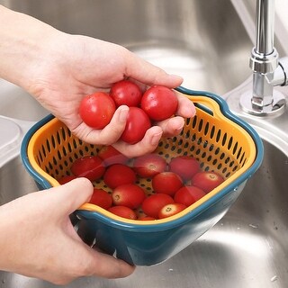 1 Set DoubleLayer Washing Strainer With Diversion Mouth Pp Vegetable ...