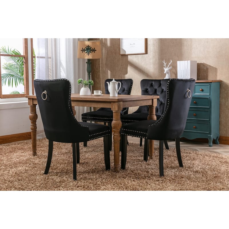 High End Tufted Solid Wood Contemporary Velvet Dining Chair Bed Bath