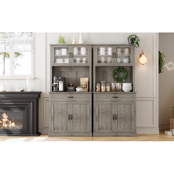 Kitchen Pantry Cabinet 71 Tall Kitchen Hutch Storage Cabinet Grey
