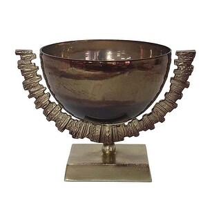 A&B Home Zandros Glass Bowl with Aluminum Stand - 13"W x 9.5"L x 9"H ...