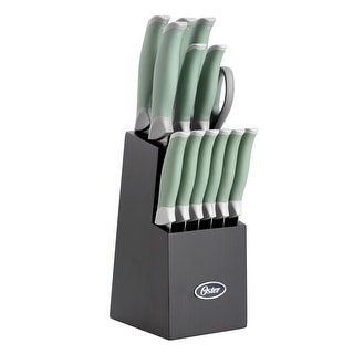 Oster 14 Piece Stainless Steel Cutlery Set in Green with Soft Grip Handles - Bed Bath & Beyond ...