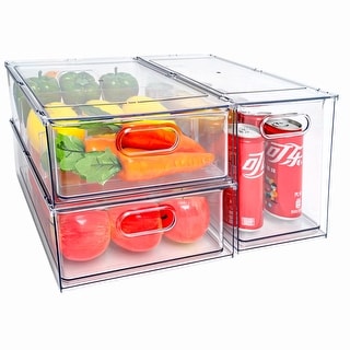 Stable Fridge Drawer Pull-Out Bins with Removable Dividers Refrigerator ...