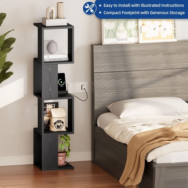 Moasis 4-Tier/5-Tier/6-Tier Narrow Corner Bookshelf Display Bookcase Shelf Stand - On Sale - Bed ...