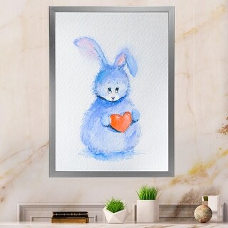 Designart "Cute Funny Rabbit Bunny" Children's Art Framed artwork - Bed ...