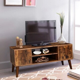 40 Inch TV Stand with Two Doors and Wooden Legs,Rustic Brown - Bed Bath ...