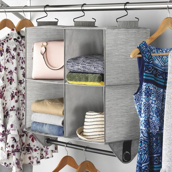 Whitmor 4-Section Fabric Closet Organizer Shelving with Built-In Chrome ...