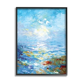 Stupell Abstract Ocean Bliss Blue Framed Giclee Art Design by Leon ...