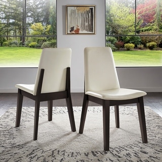 Harstad Wood Finish White Vegan Leather Dining Chair (Set of 2) by ...