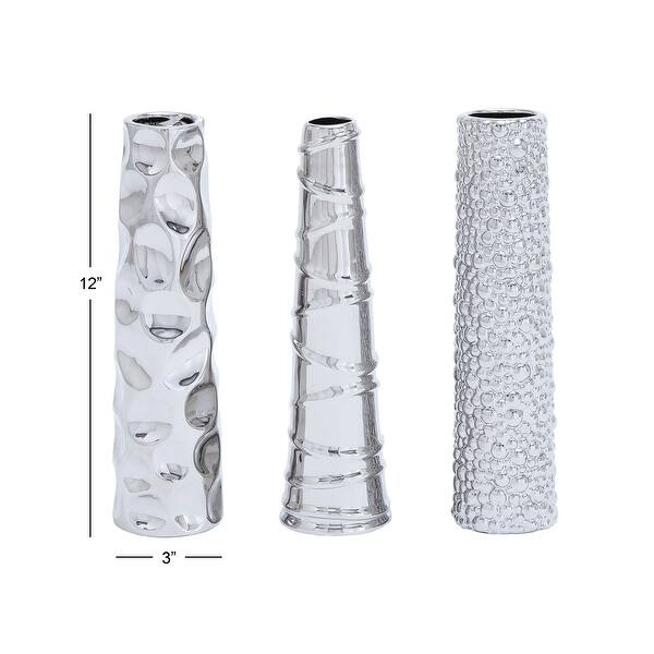 Silver Ceramic Shiny Metallic Glam Vase Trio (Set of 3) - On Sale - Bed ...