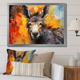 Designart "Grey Donkey Gentle Companion Collage" Animals Framed Canvas ...