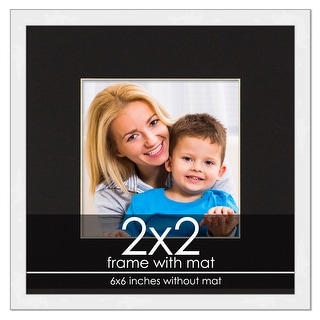 2x2 Frame with Mat - White 6x6 Frame Wood Made to Display Print or ...