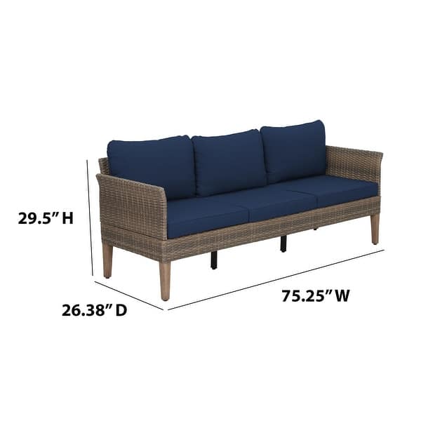 Isla 3-Piece Outdoor Conversation Set with Sofa and Ottomans in Mixed ...