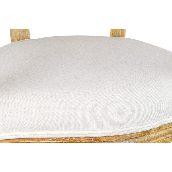 Set of 2 Cream Color Upholstered Button Tufted Back Fabric Dining ...