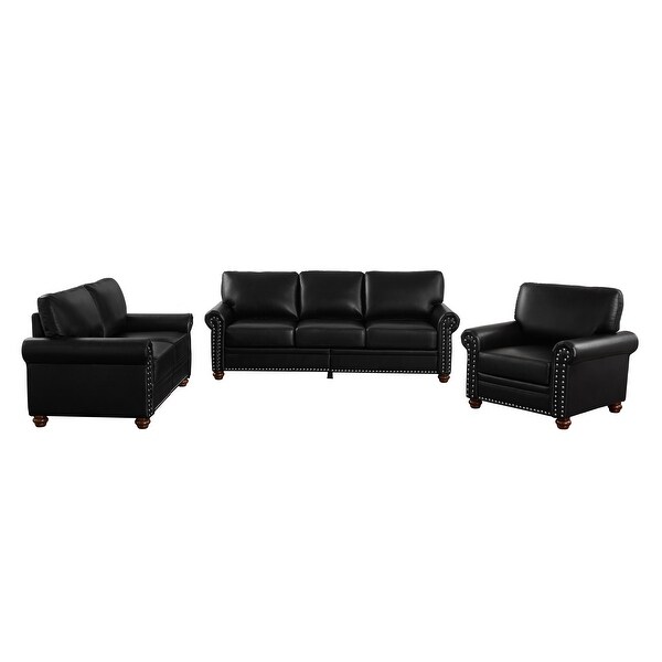 Faux Leather 6 Seater Sofa Set with Storage and Nailhead Trim Bed Bath Beyond 42063776