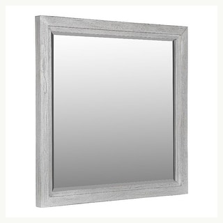 40" Rectangular Mirror Wood Frame Grain Details Washed White - 39"x40 ...